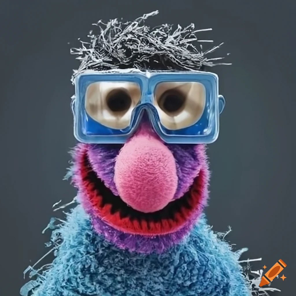 Grover wearing dirty square glasses on Craiyon