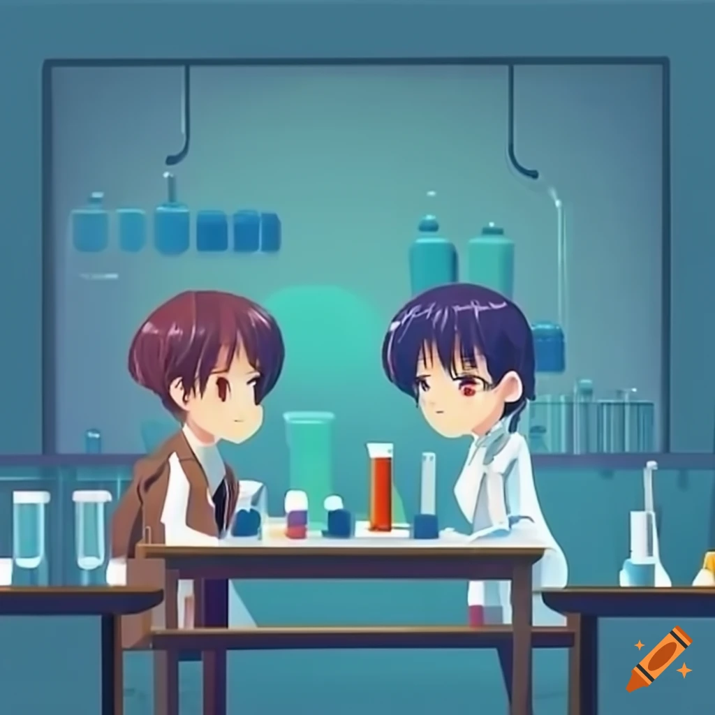 Two professionals discussing research findings in a laboratory