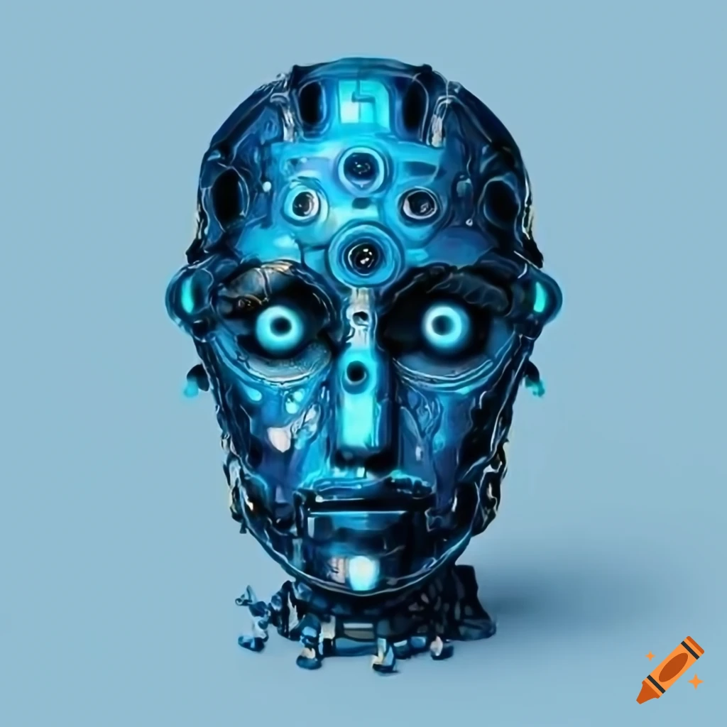 Symmetrical blue robot face