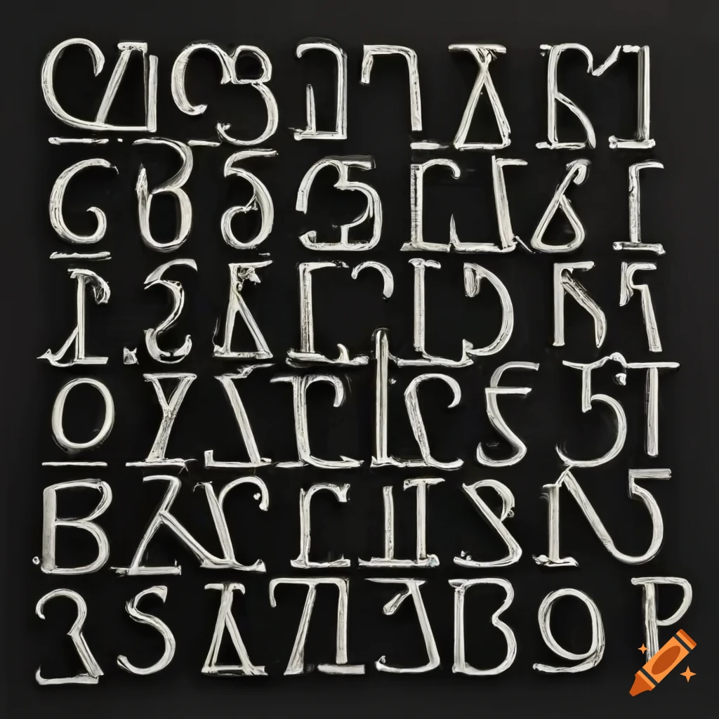 All the letters of the alphabet in black on white background on Craiyon
