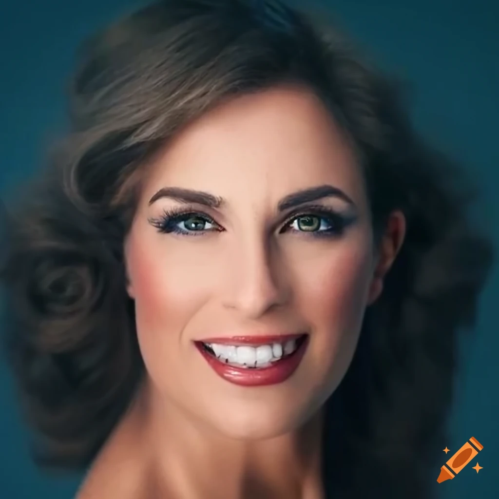 Alexis Glick, closeup face, eyes closed, bright glamour portrait on Craiyon