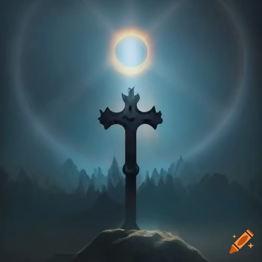 Arian cross with a halo in the background