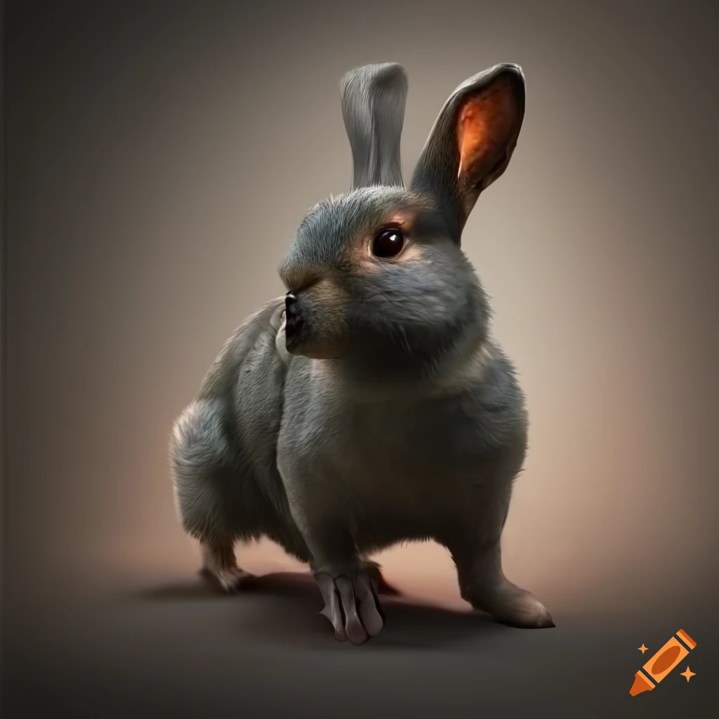 Photorealistic crouching bunny in armor on Craiyon