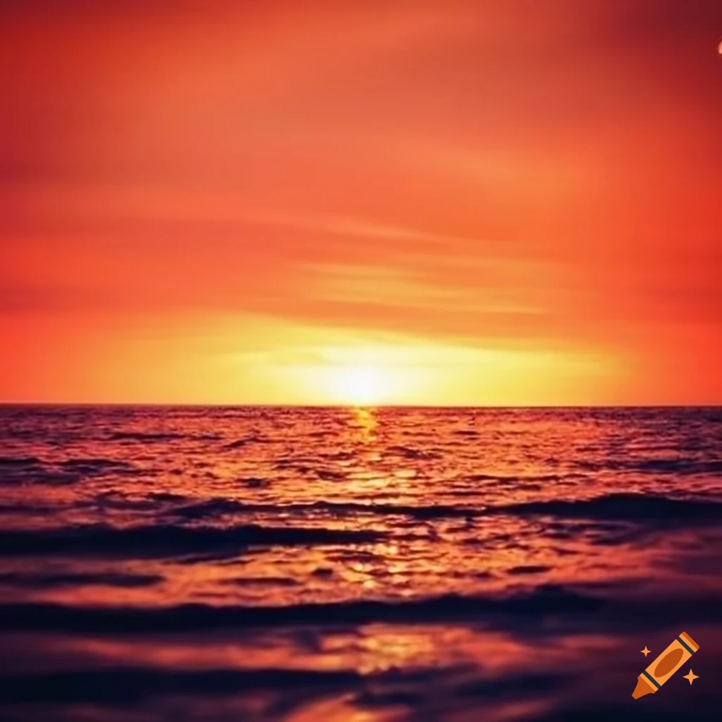 A sunset over the sea in a hot country on Craiyon