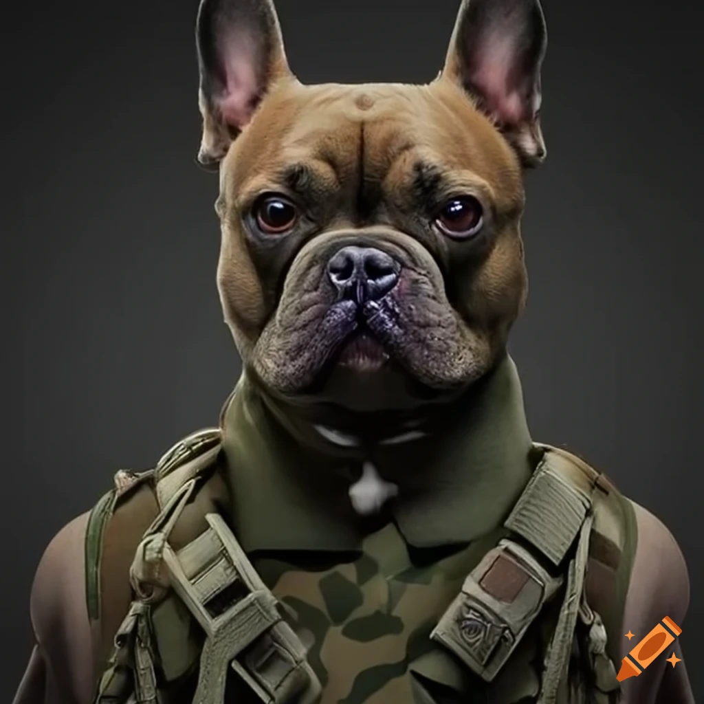 A french bulldog soldier