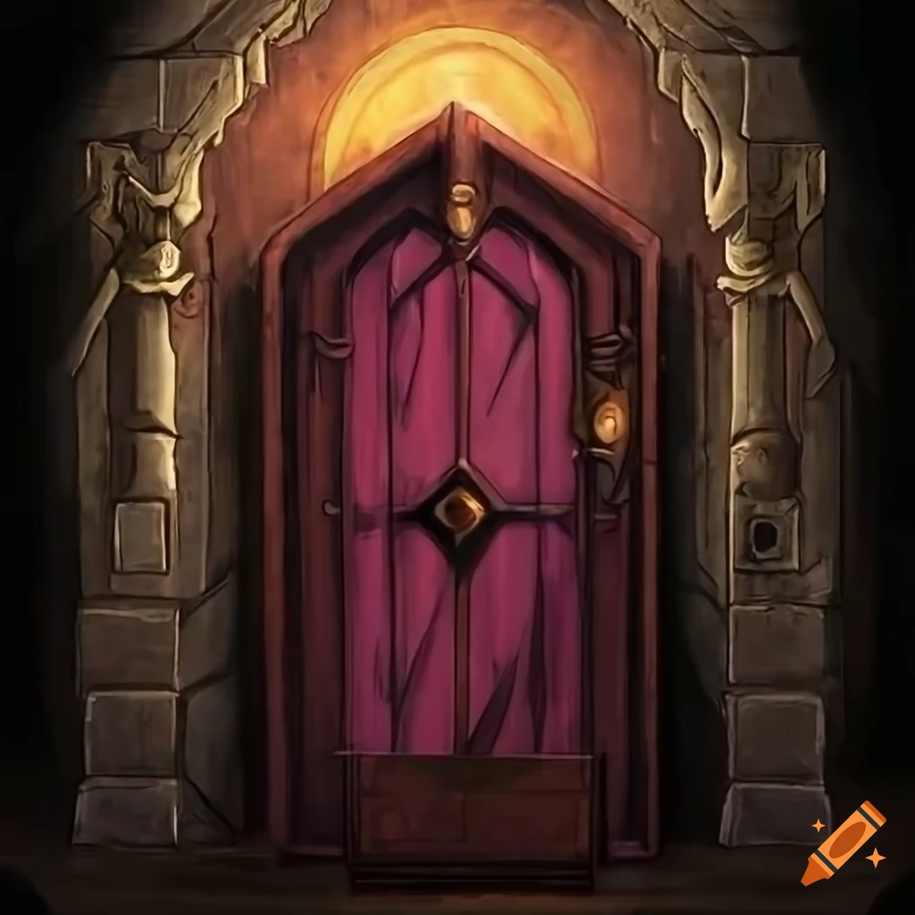 Dungeon master door and book emblem