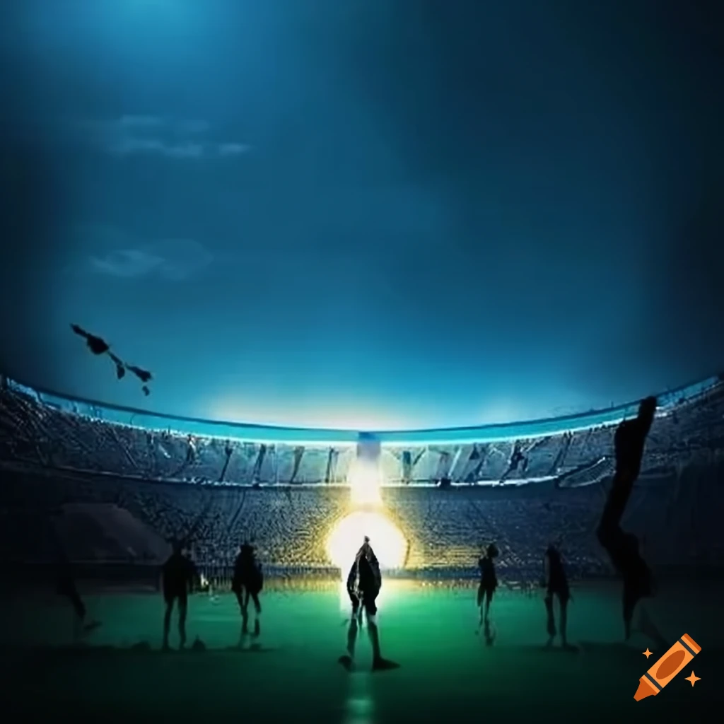 A soccer stadium that emerges from the ground, as if it ascended to ...