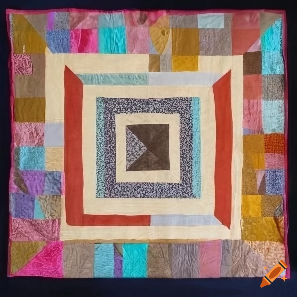 Improv quilt, matisse-inspired geometric fiber art, modern quilting ...