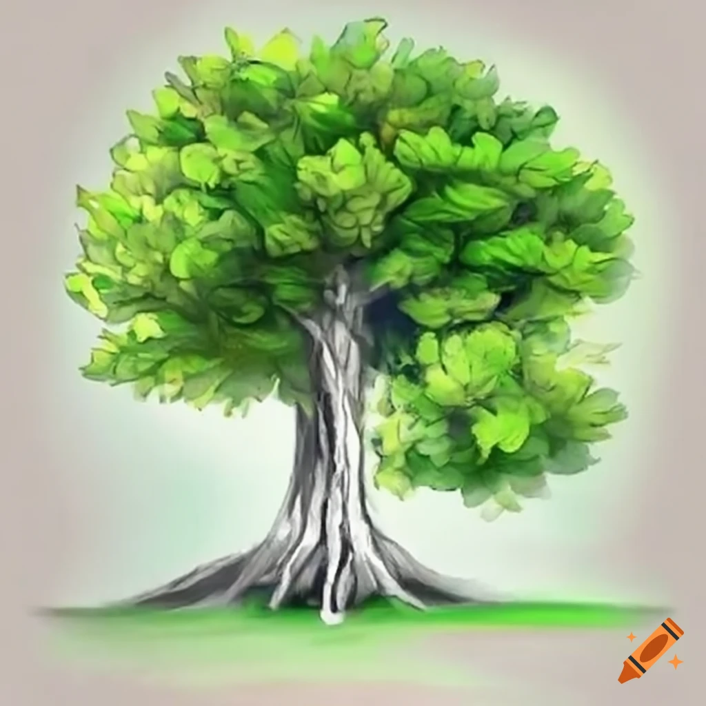 A healthy tree with green leaves on Craiyon