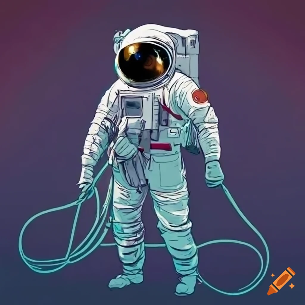 An astronaut with a lasso in outer space