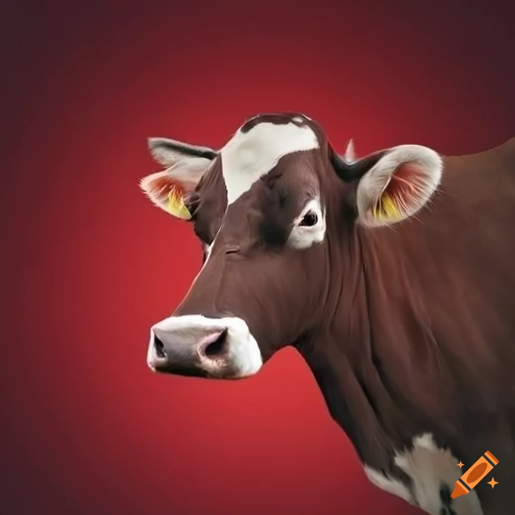 A cow with red background on Craiyon