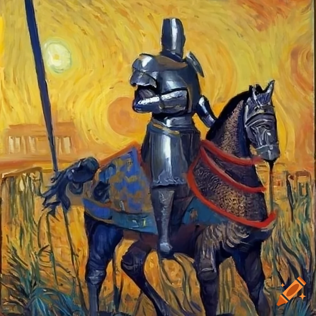 Vagh gogh like painting of a knight on Craiyon