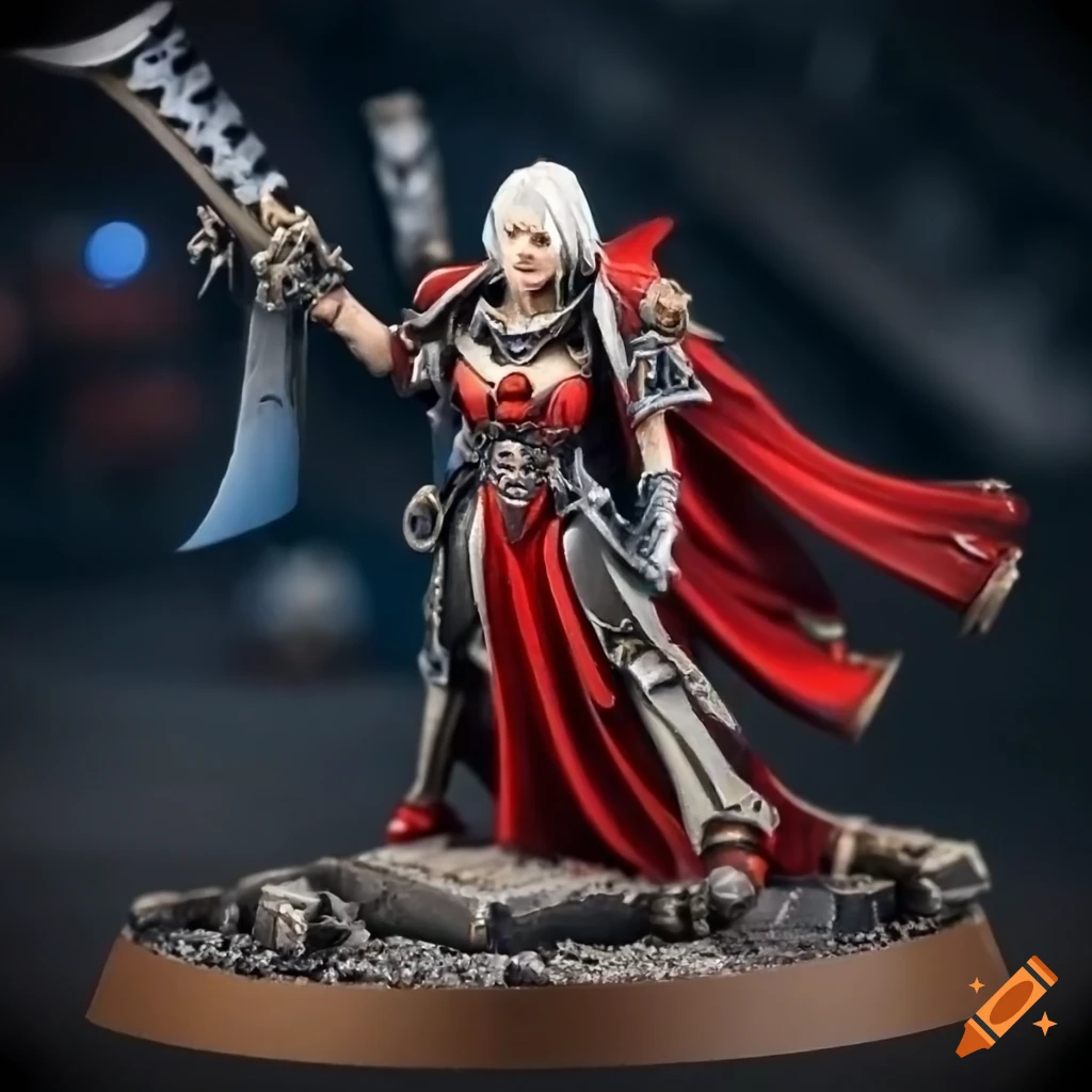 Warhammer, sister of battle, full body, grim, high contrast, blue armor ...