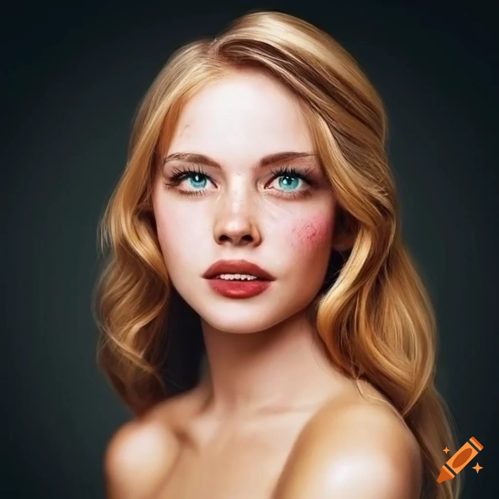 Beautiful Young Woman Shoulder Length Strawberry Blonde Hair Slight Freckles On Craiyon