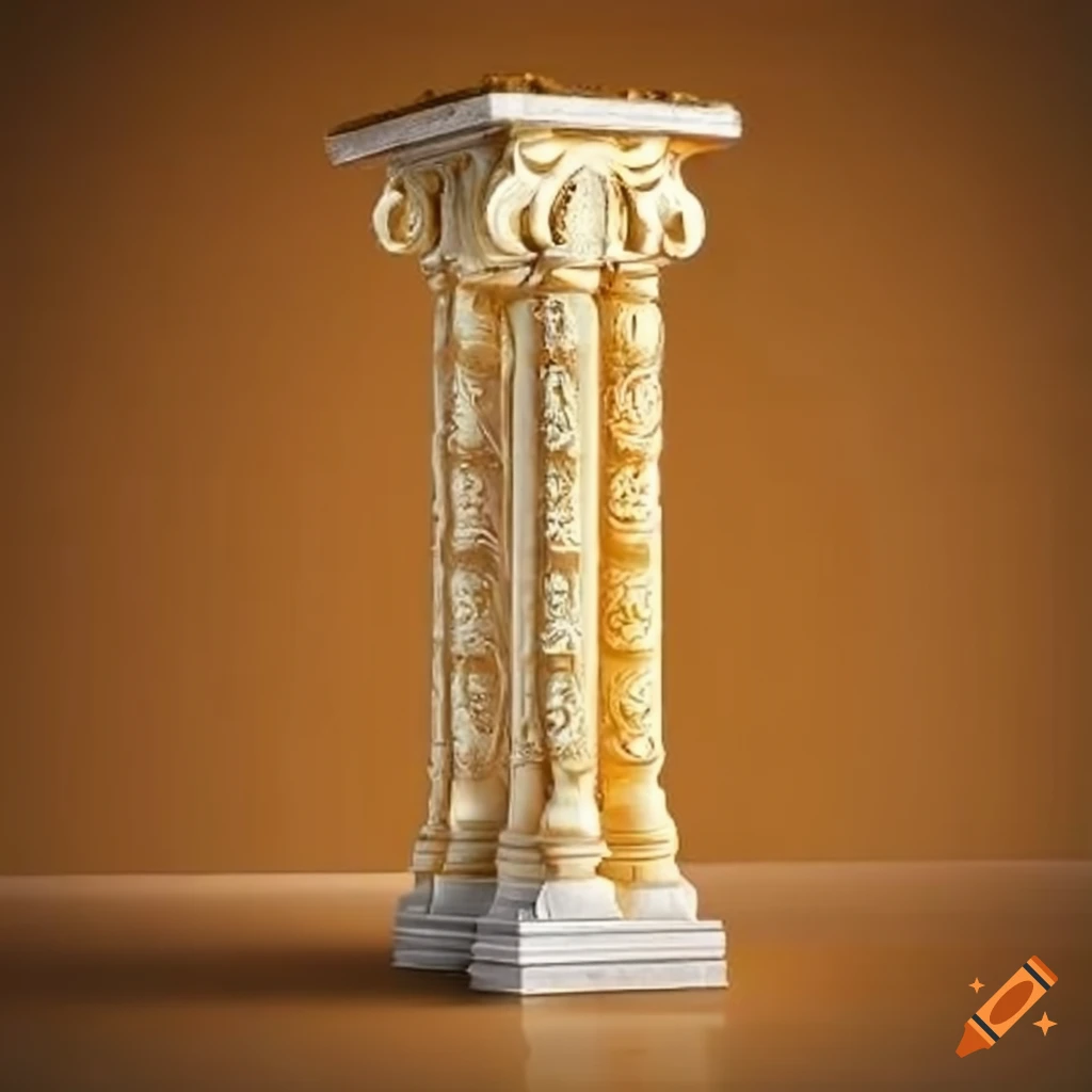 Mystical marble temple pillar with golden decorations on Craiyon