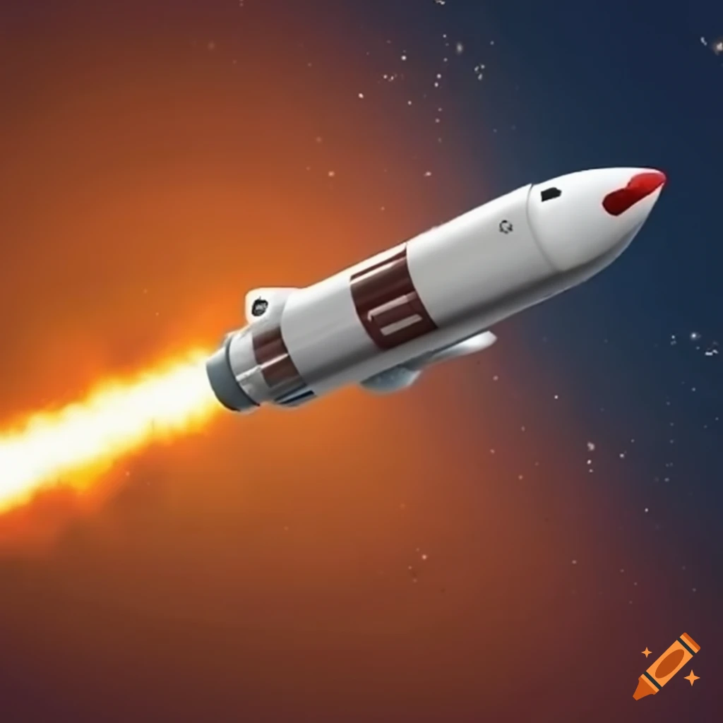 Rocket launched from a small round orange planet