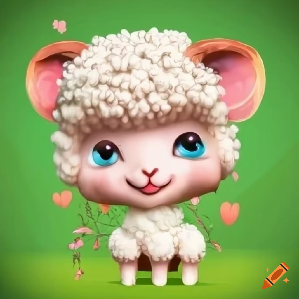 A cute anthropomorphic sheep girl in a beautiful garden