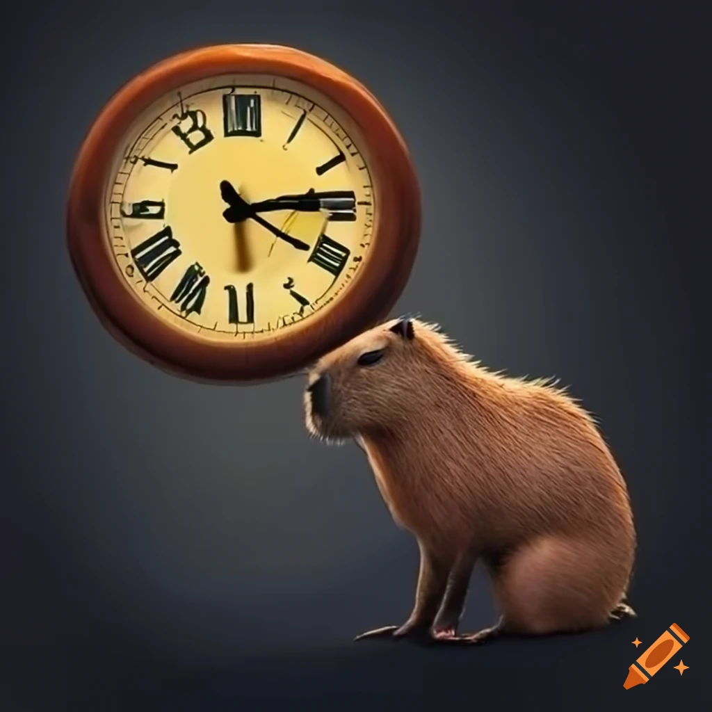 Strong capybara and clock