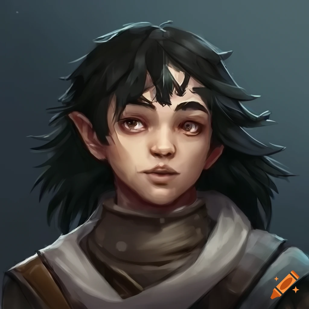 Rpg art, kid,male, black hair, epic