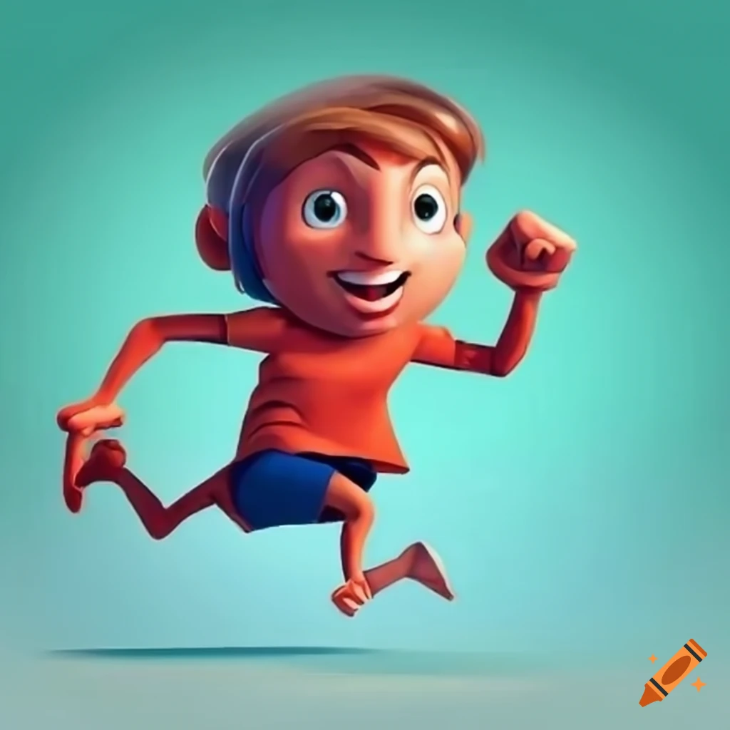 A cartoon character running on Craiyon