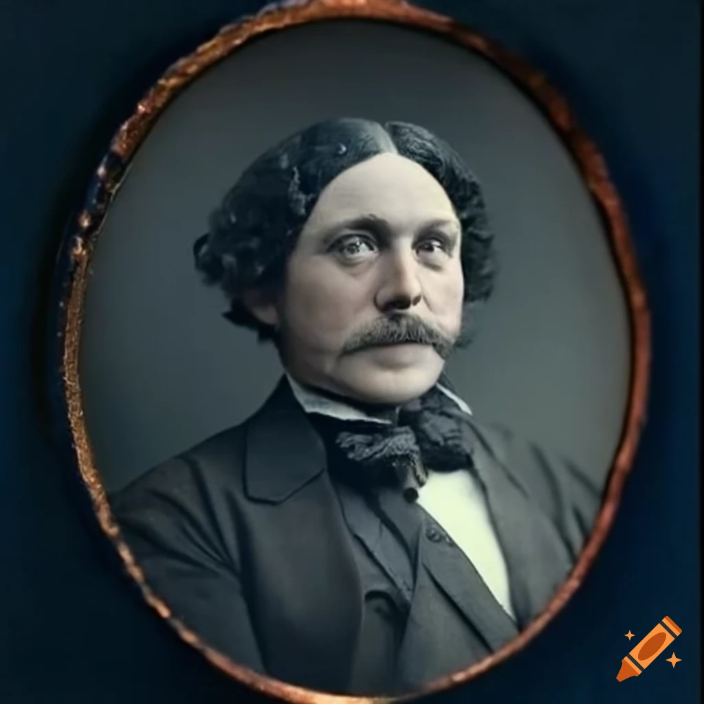 Victorian magician captured on stage in a daguerreotype portrait on Craiyon