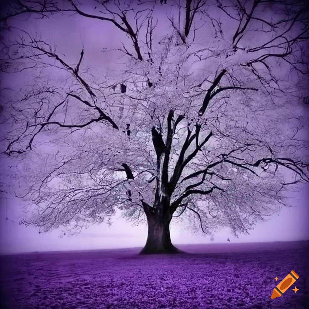 Atomic age art white trees dressed in purple tuelle on Craiyon