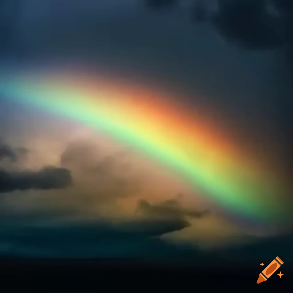 Vibrant rainbow colors in the sky after a rainstorm