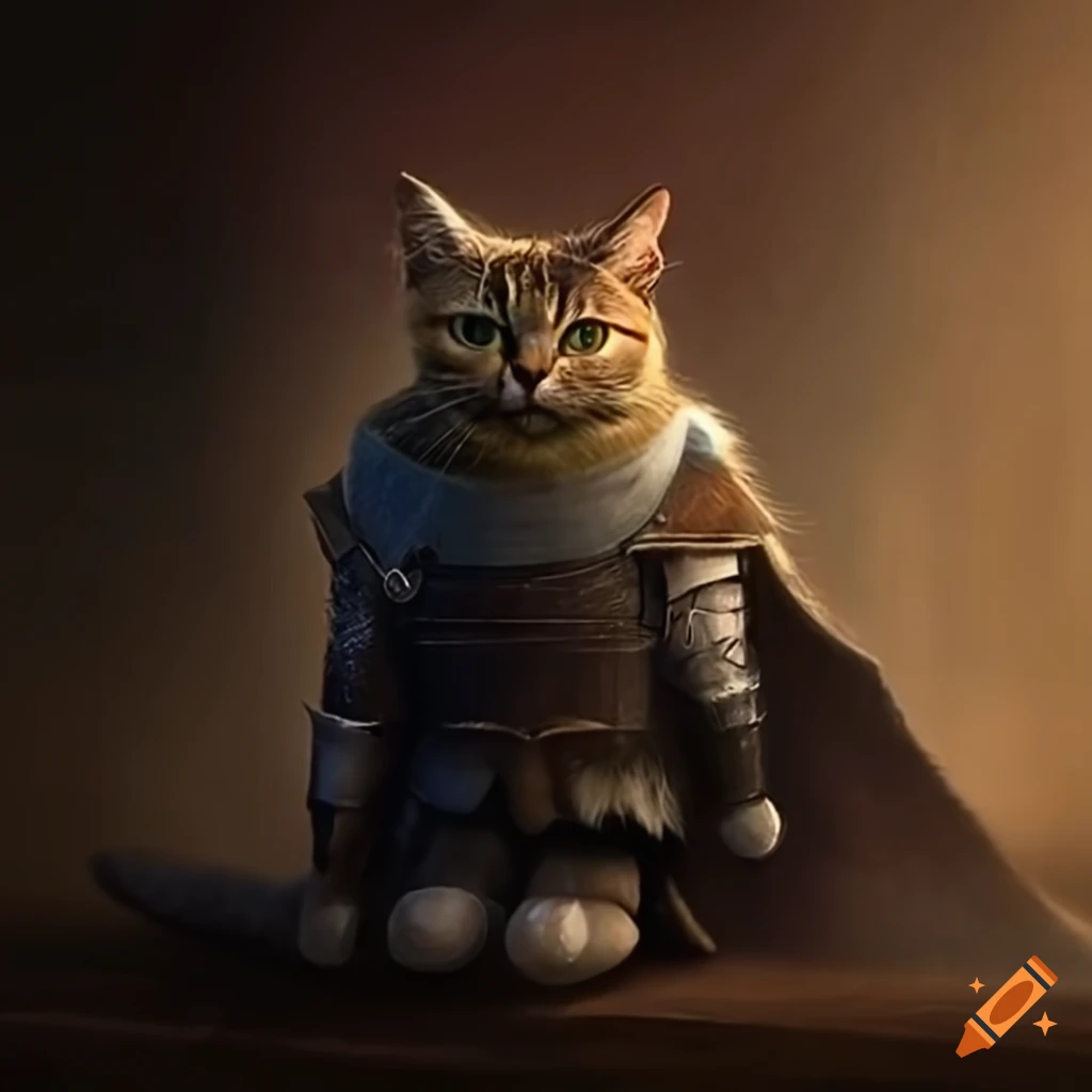 Sad cat knight on Craiyon