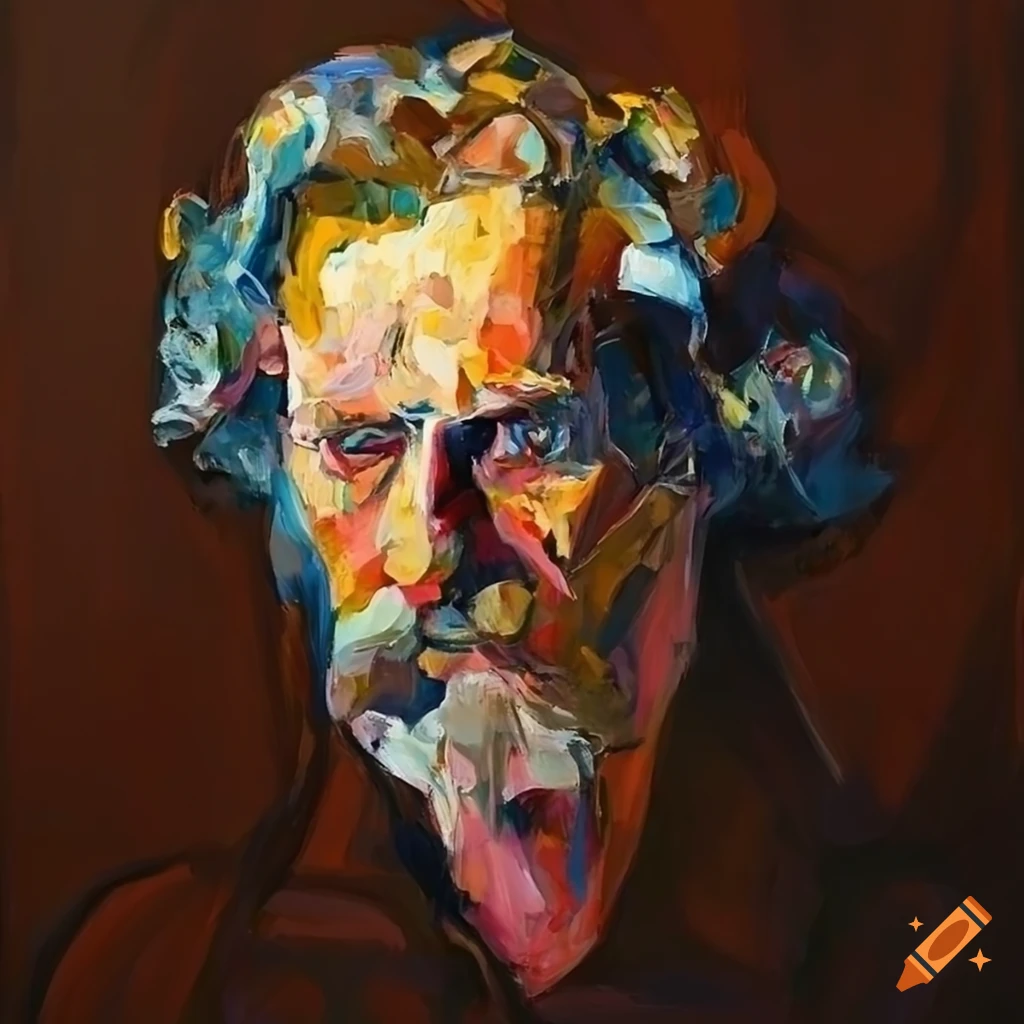 Portrait of Ben quilty in the style of Ben quilty, gestural painterly ...