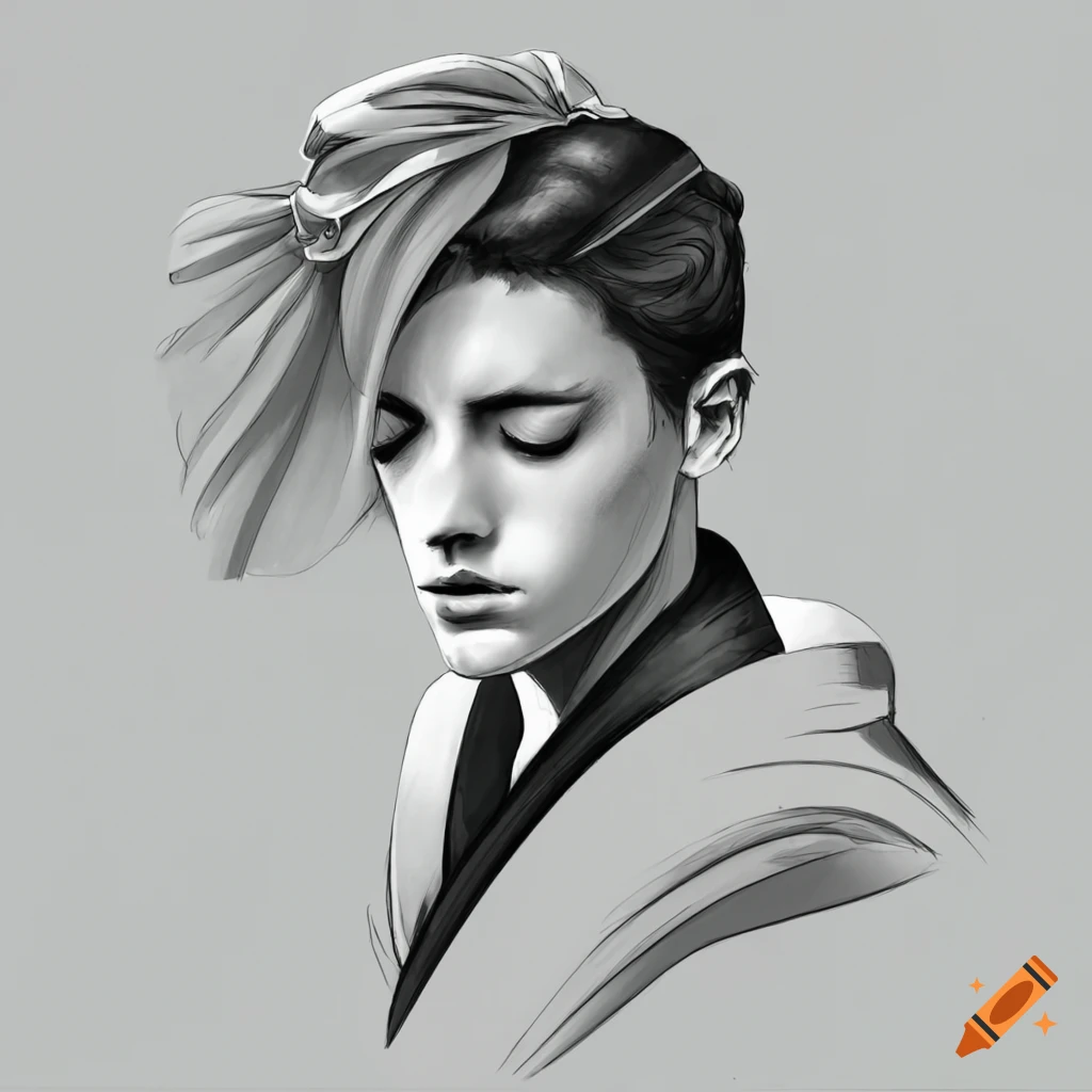 Fashion illustration drawn in the style of Gemma Champ in greyscale of ...