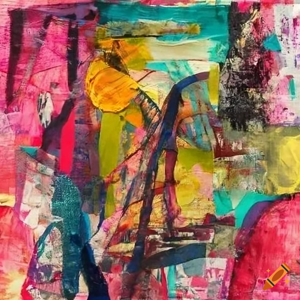 Mixed - media collage abstract painting in the style mark bradford ...