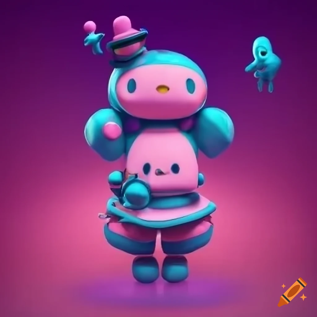 Futuristic sanrio characters 3d