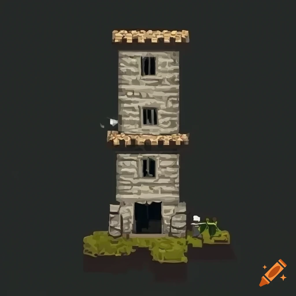 2d tower medieval, for 2d game design, on grey background, desert ...