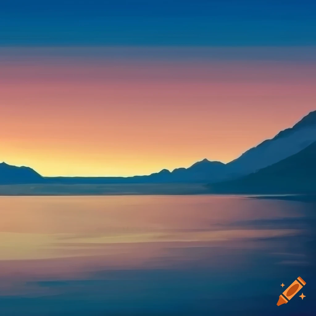 Colourful landscape with sea and mountains