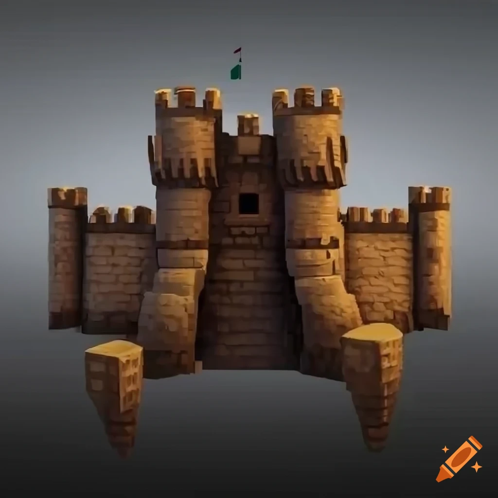 Wall of castle for 2d game design, on grey background, desert ambient ...