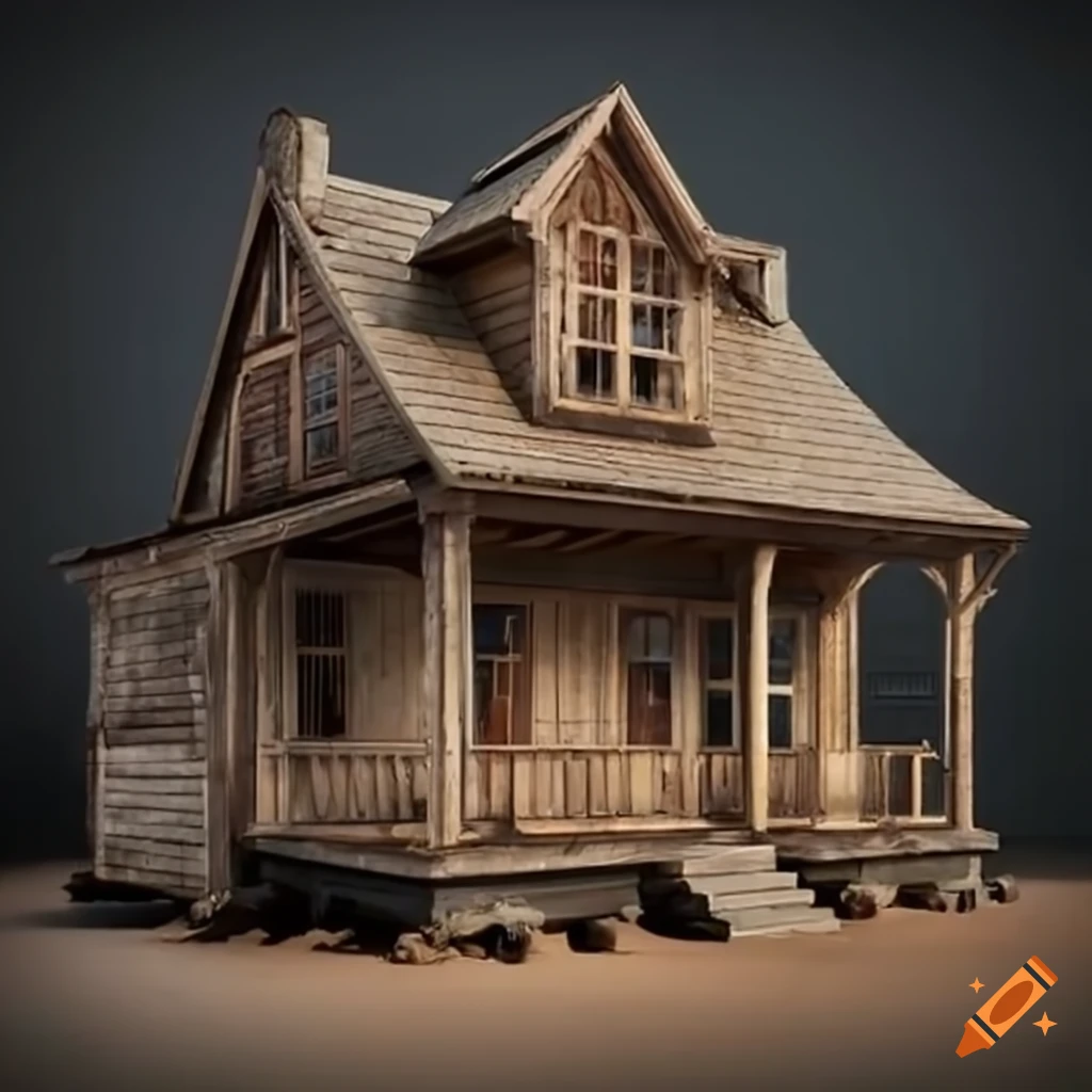 An old-fashioned house with a porch and a chimney