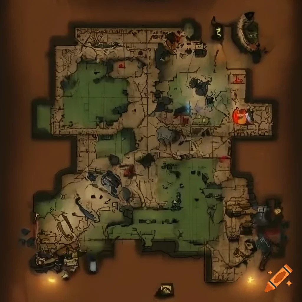 Top-down war-gaming map on Craiyon