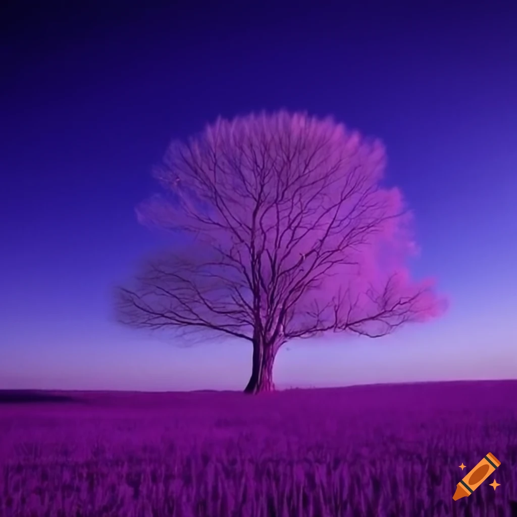 Atomic age art white trees dressed in purple tuelle on Craiyon