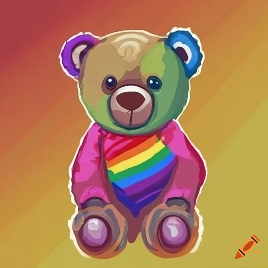 Teddy bear wearing lgbtq shirt on Craiyon