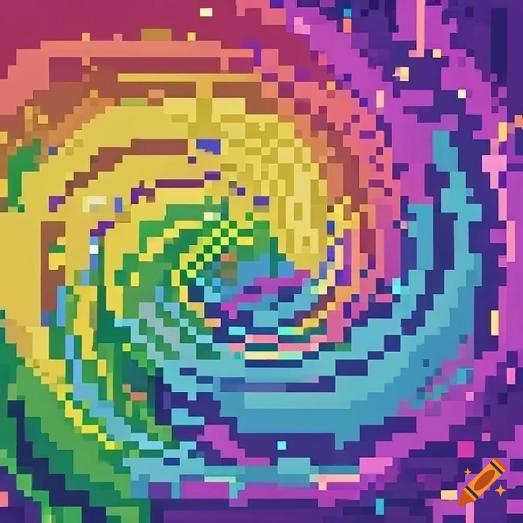 An epic magical rainbow, pixel art