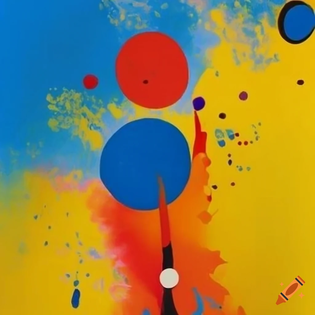 Miro céleste rouge jaune et bleu fond variables jardin