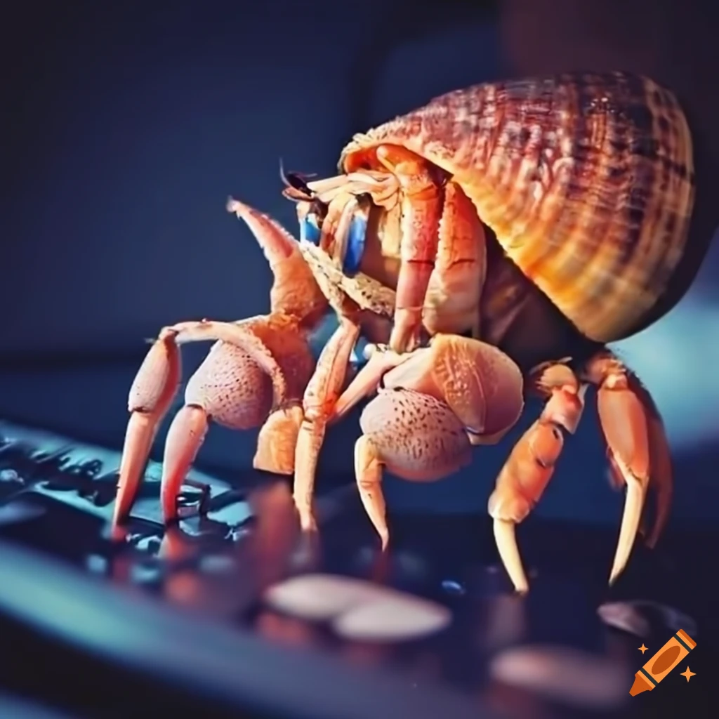 Hermit crab on a laptop