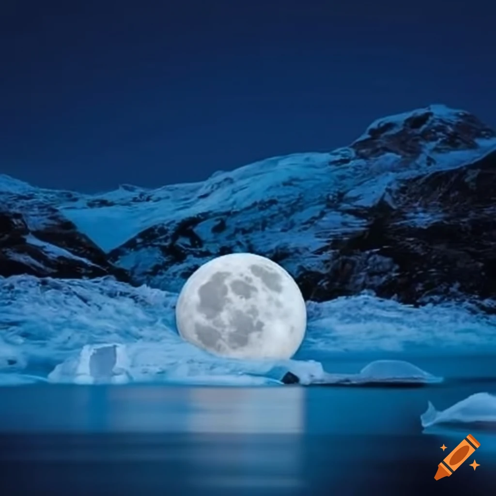 Full moon covered in ice