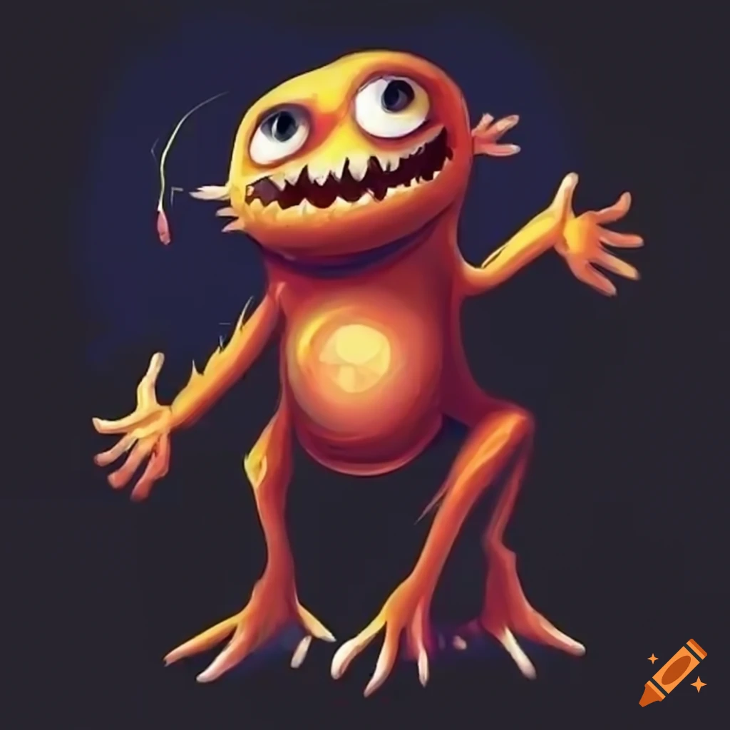 Create a cartoon monster that stands on two legs drawing without a ...