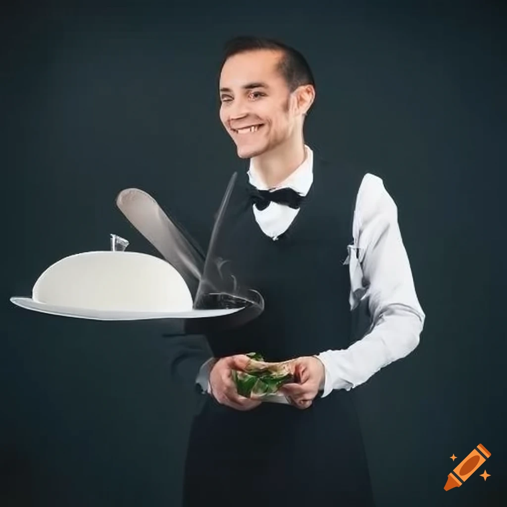Restaurante waiter dish covered