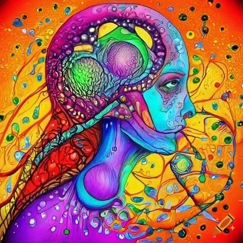 “neurographic art with zentangles, space themed colored pencil sketch ...