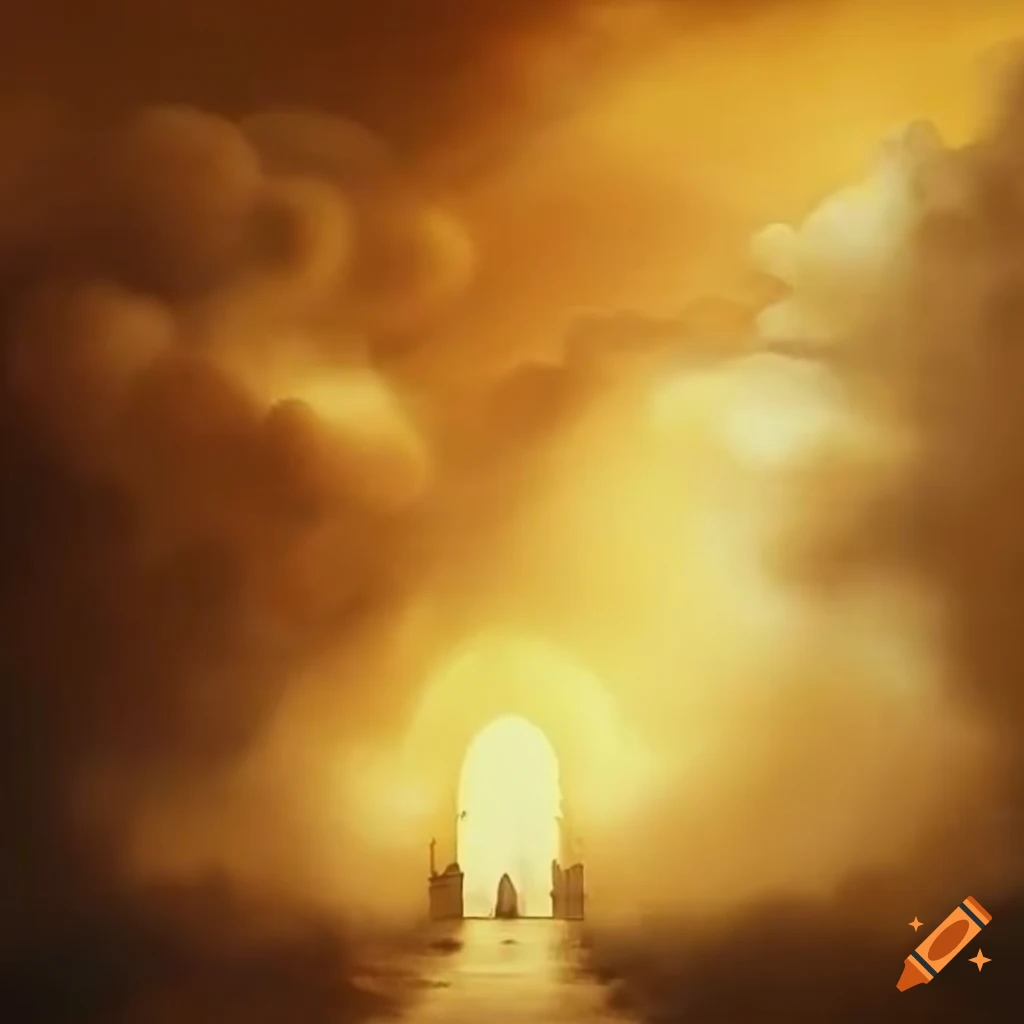 Heavenly , fluffly clouds, serene, heaven with pearly gate, dreamy ...