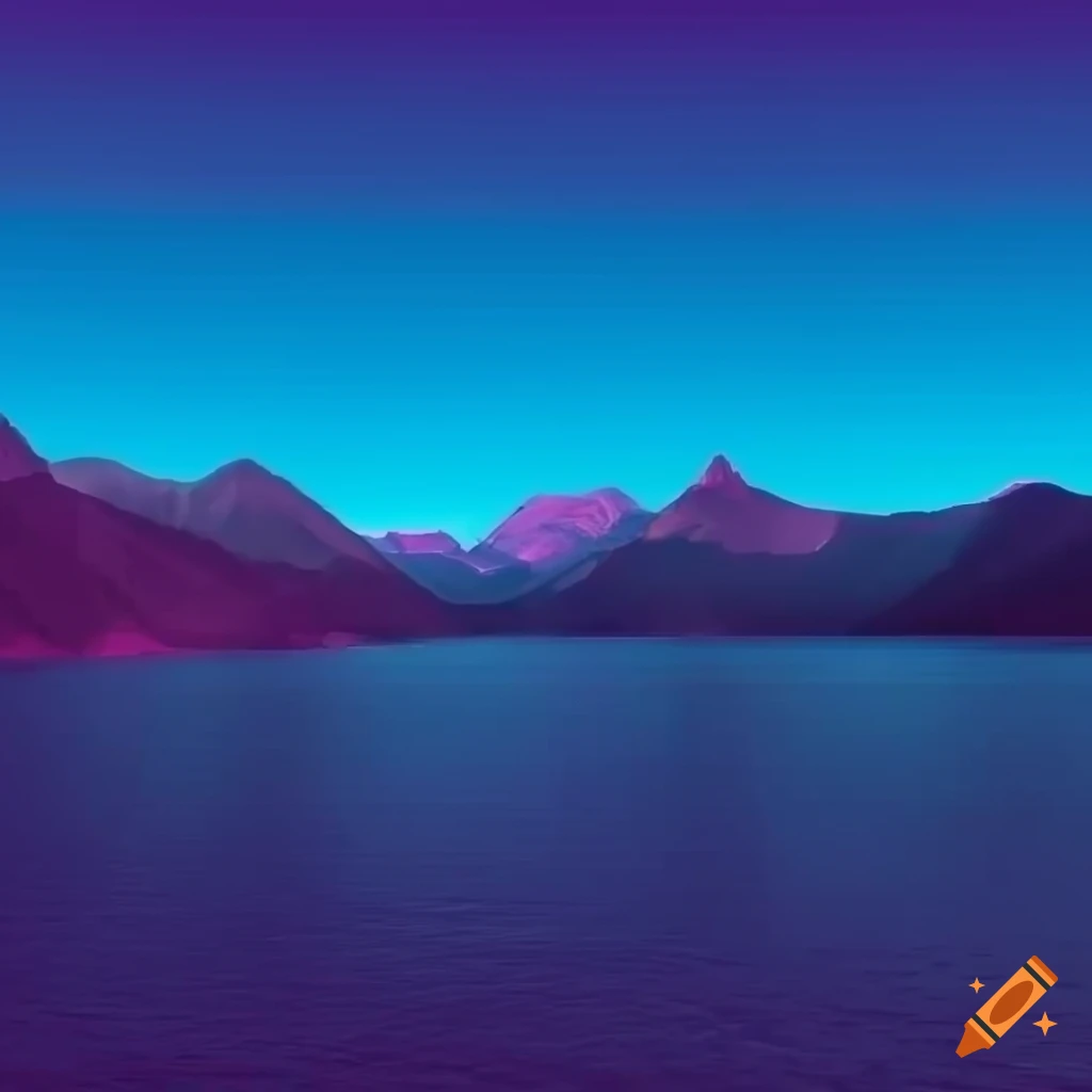 Vaporwave large mountains with lake, 4k, high-resolution