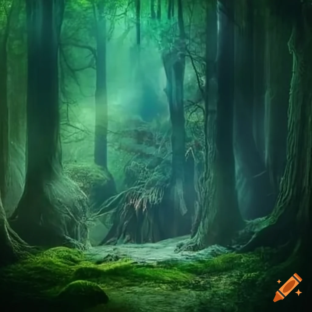 Create the photo of an impenetrable dense enchanted magic forest