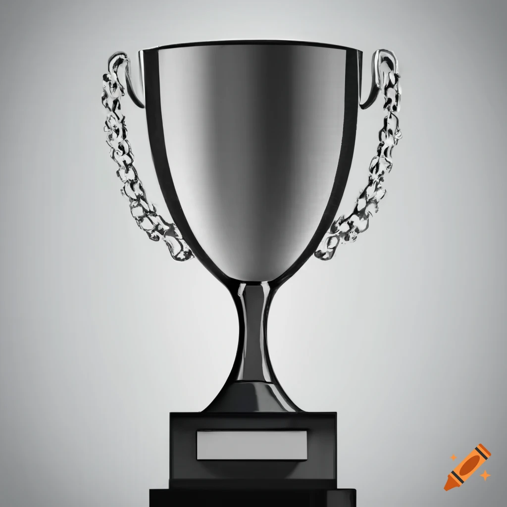 Silver trophy on white background